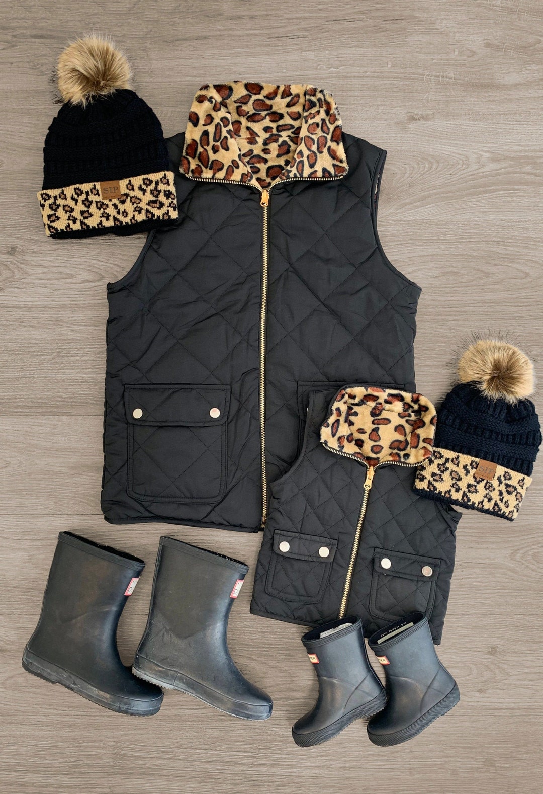 Mommy and Me Matching Black Cheetah Reversible Vest | Mommy Me Matching ...