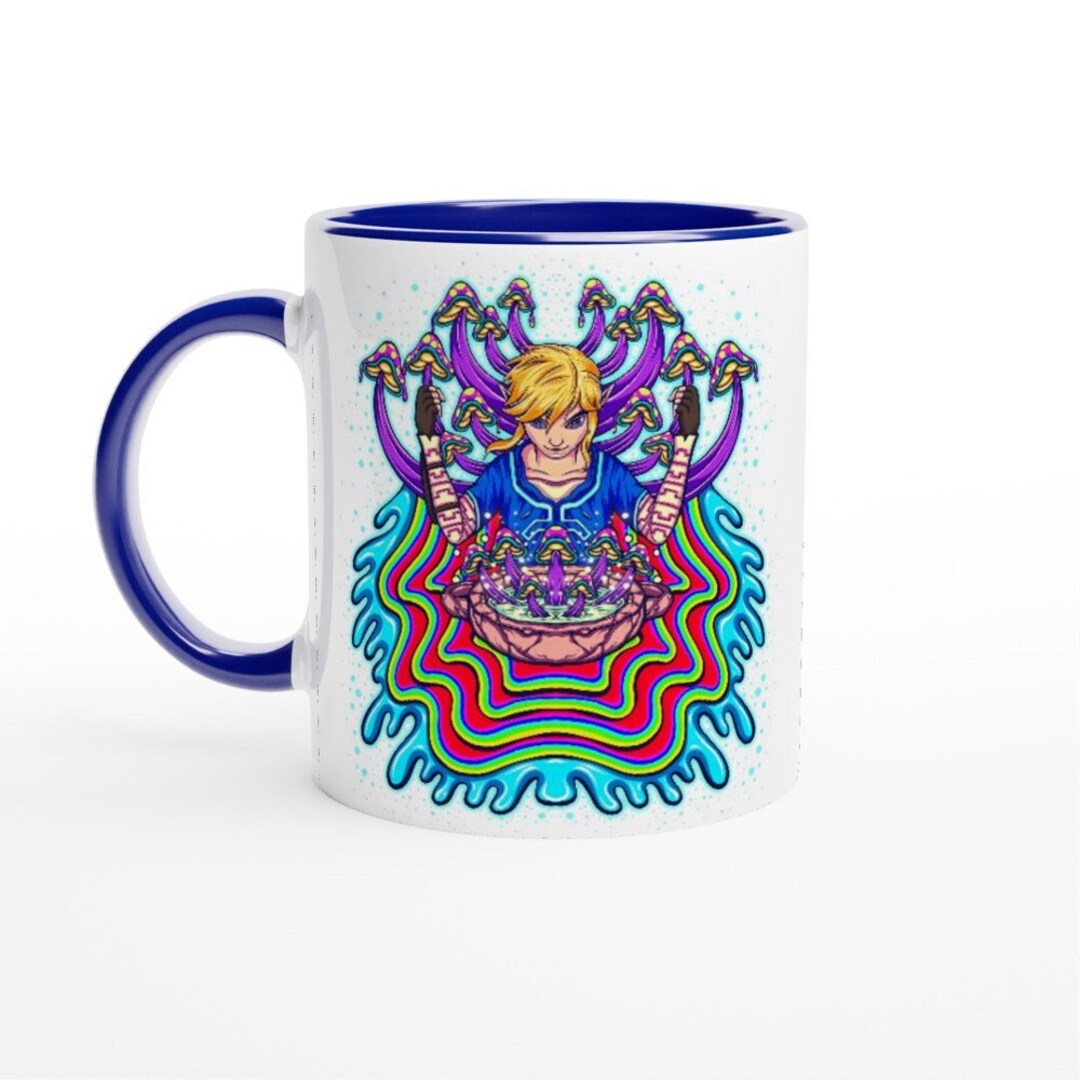 Zelda Tears of the Kingdom Ceramic Mug Trippy Mushrooms Link BOTW TOTK ...