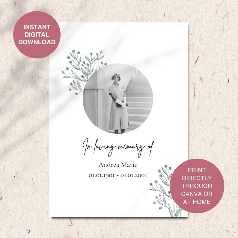Modern Funeral Program Template Printable Order of Service Celebration ...