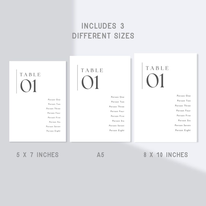 Wedding Seating Chart Template, Table Numbers, Modern Minimalist ...