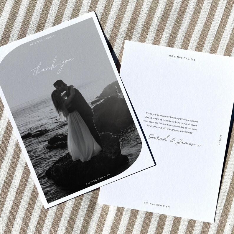 Personalised Wedding Thank You Card, Modern, Minimalist, Luxury ...