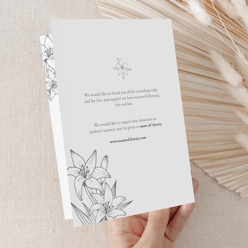 Modern Funeral Program Template Printable Order of Service Celebration ...
