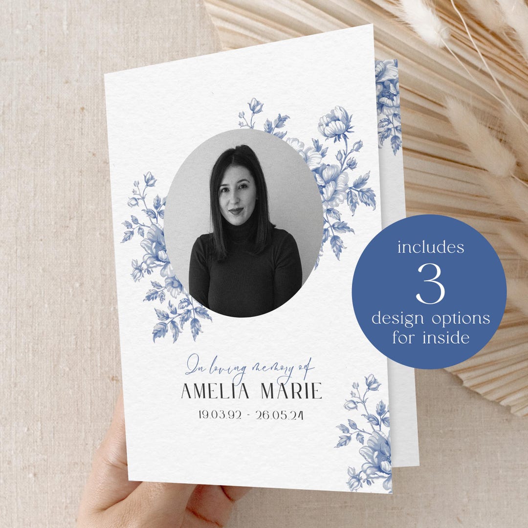 Modern Funeral Program Template Printable Order of Service Celebration ...