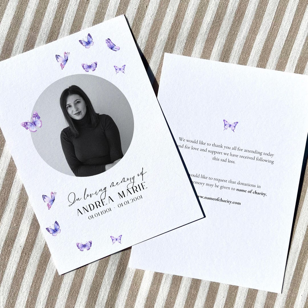 Modern Funeral Program Template Printable Order of Service Celebration ...