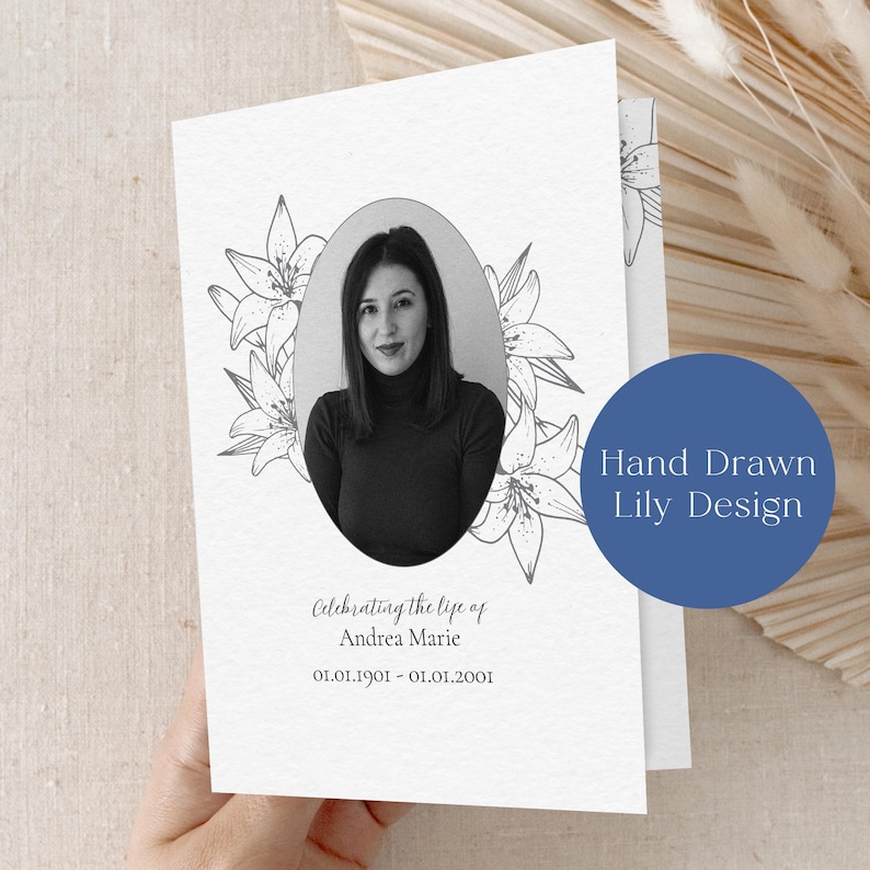 Modern Funeral Program Template Printable Order of Service Celebration ...