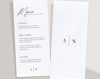 Personalised Wedding Menu Template, Modern, Minimalist, Luxury, Digital ...