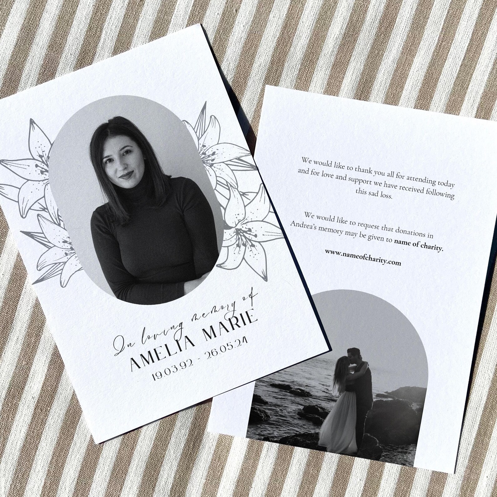 Modern Funeral Program Template Printable Order of Service Celebration ...