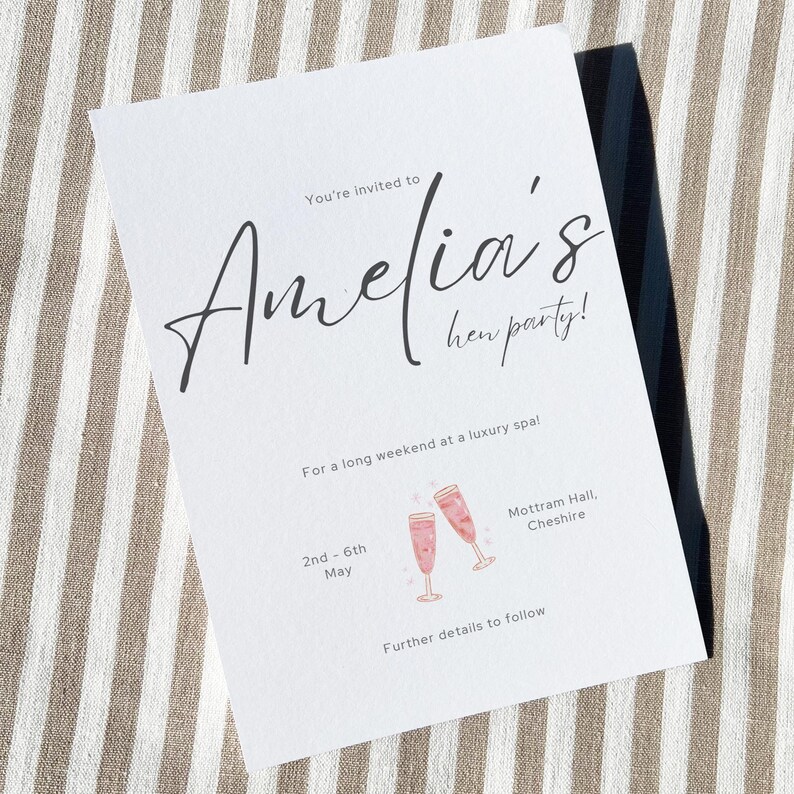 Personalised Bride Hen Do Invite - Itinerary Packing List Included ...