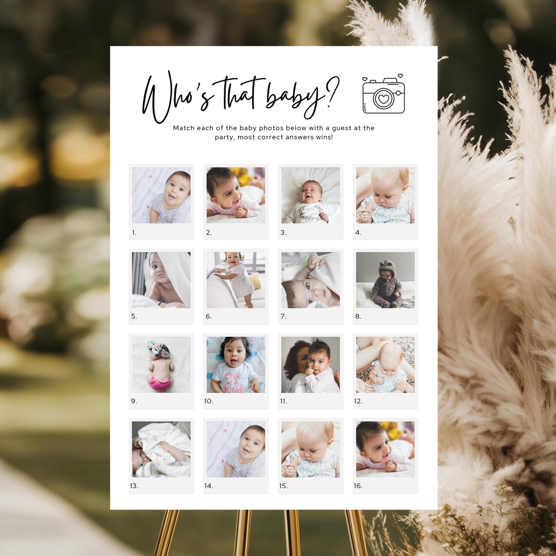 Who's That Baby Photo Game Sign or Card, Printable Baby Photo Game ...
