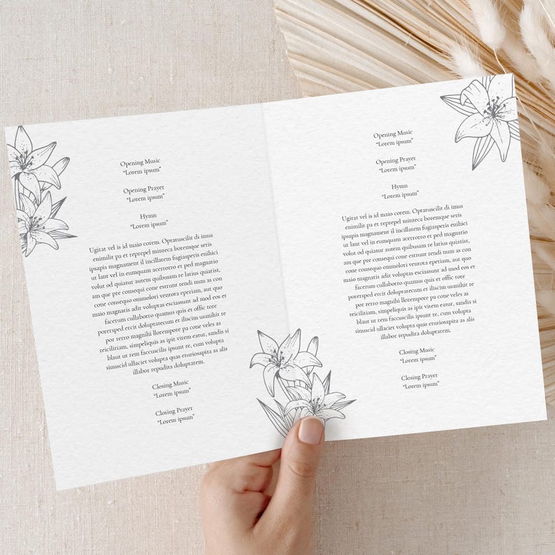 Modern Funeral Program Template Printable Order of Service Celebration ...