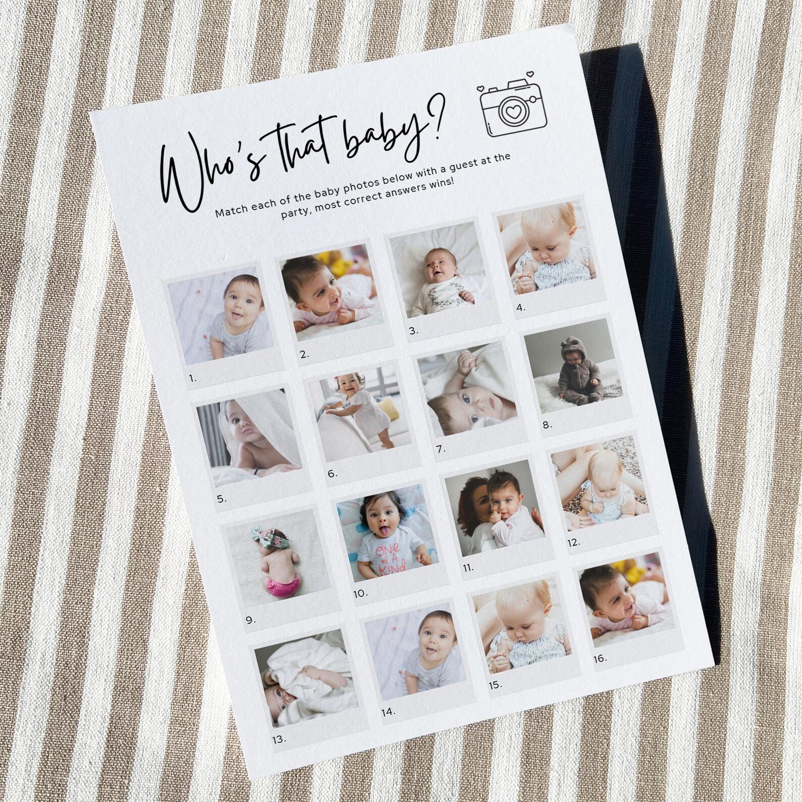Who's That Baby Photo Game Sign or Card, Printable Baby Photo Game ...