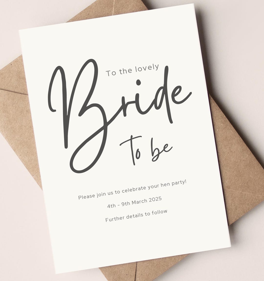 Personalised Bride Hen Do Invite Set, 4 Piece, Bridal Shower Itinerary ...