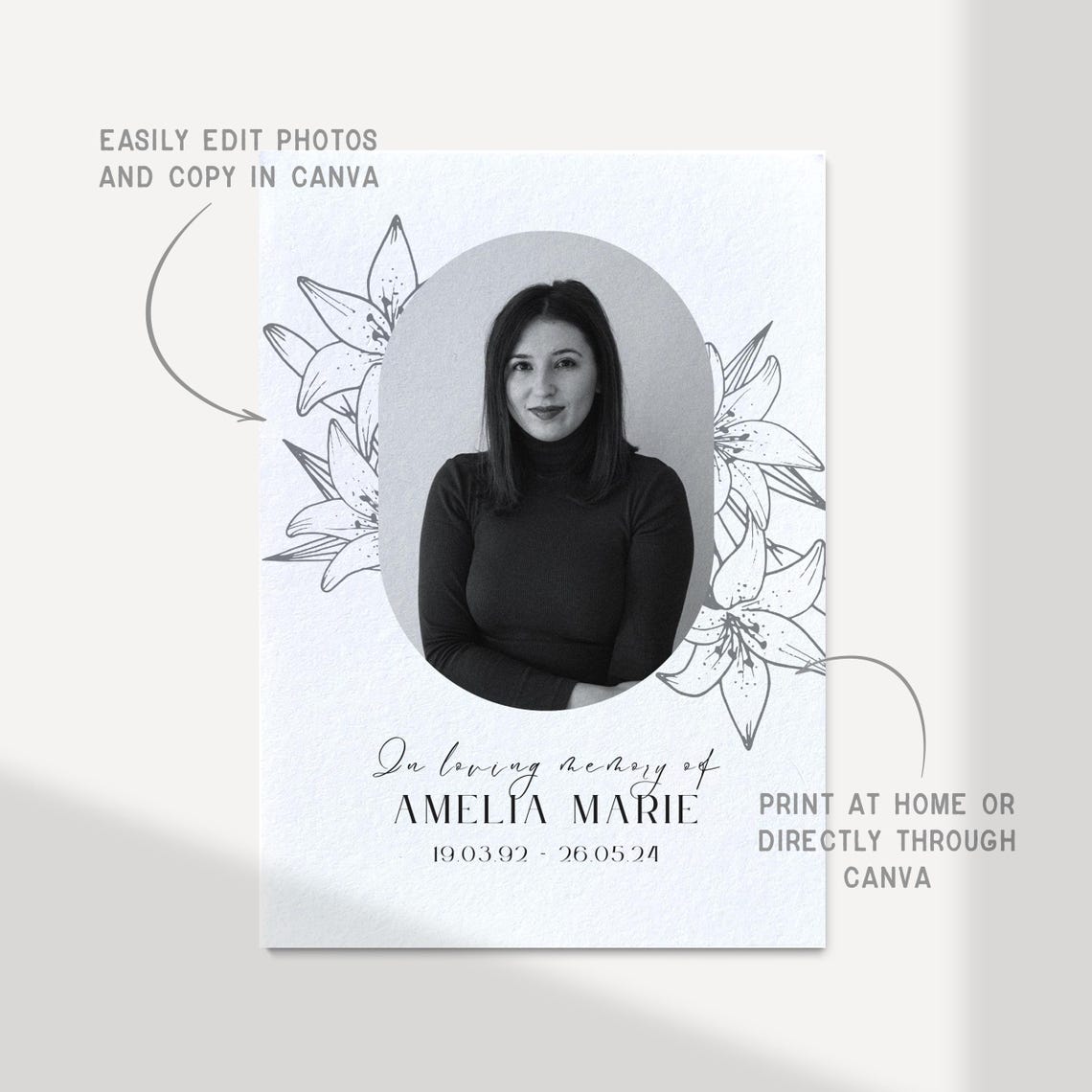 Modern Funeral Program Template Printable Order of Service Celebration ...