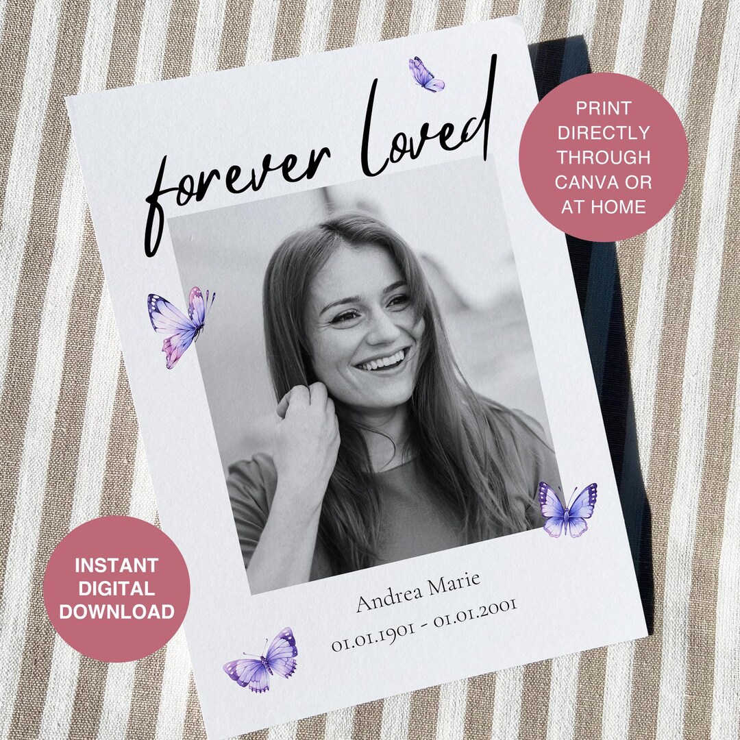 Modern Funeral Program Template Printable Order of Service Celebration ...