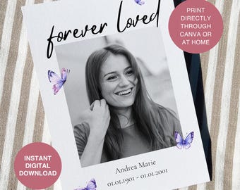 Modern Funeral Program Template Printable Order of Service Celebration ...