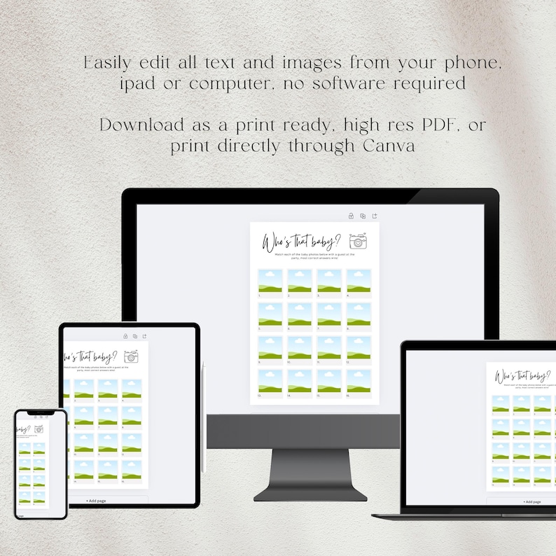 Who's That Baby Photo Game Sign or Card, Printable Baby Photo Game ...