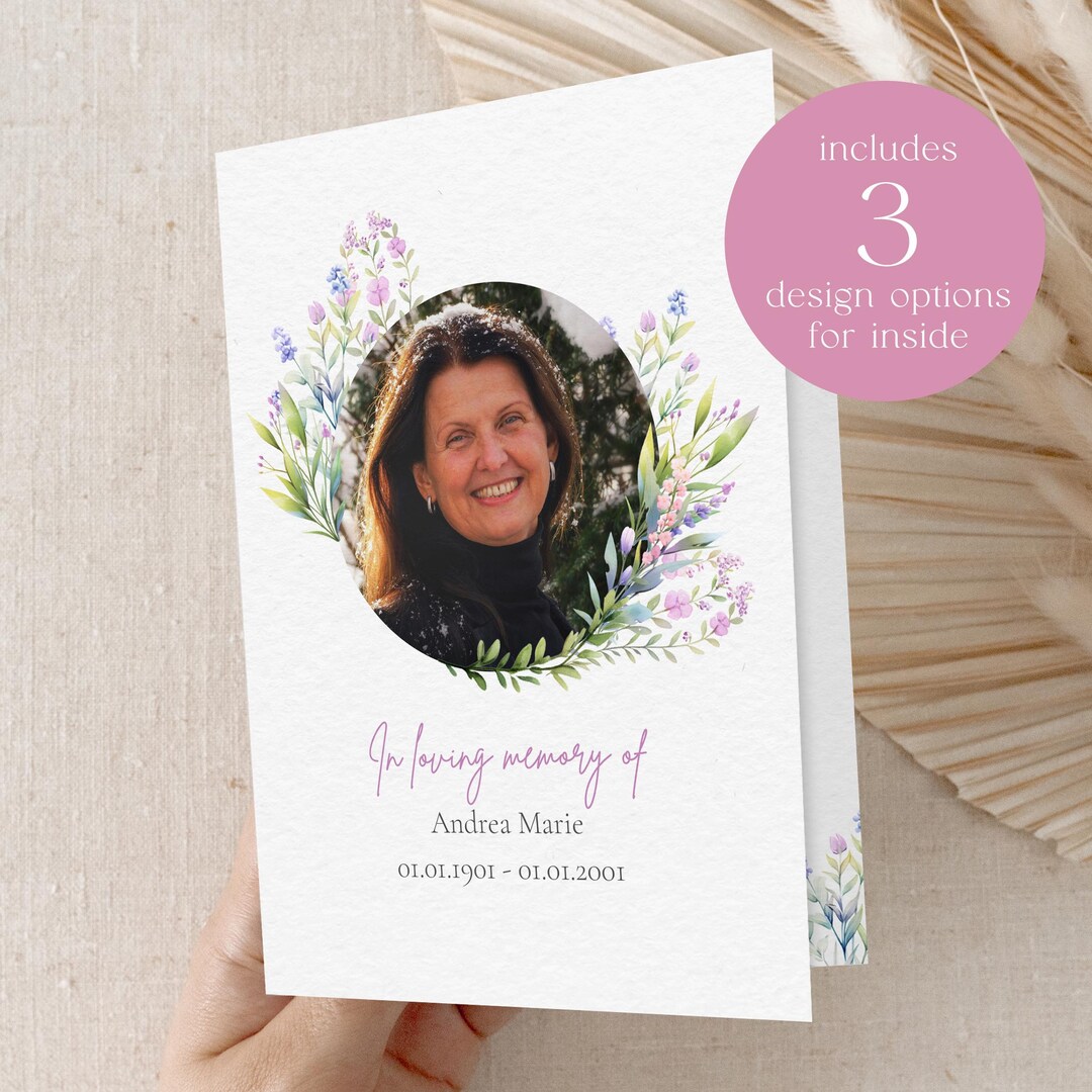 Modern Funeral Program Template Printable Funeral Order of Service ...