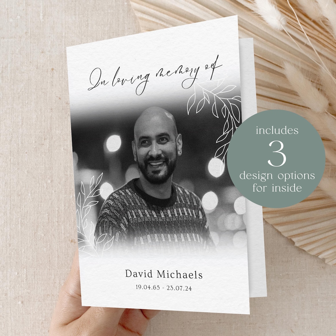 Funeral Order of Service Program Booklet Modern, Template Printable ...