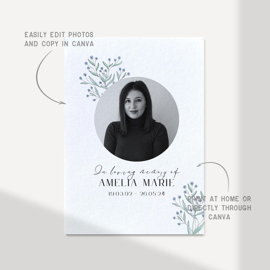 Modern Funeral Program Template Printable Order of Service Celebration ...