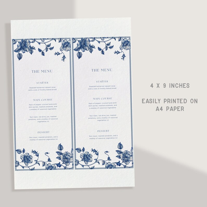 Personalised Wedding Menu Template Modern Minimalist Digital Download ...