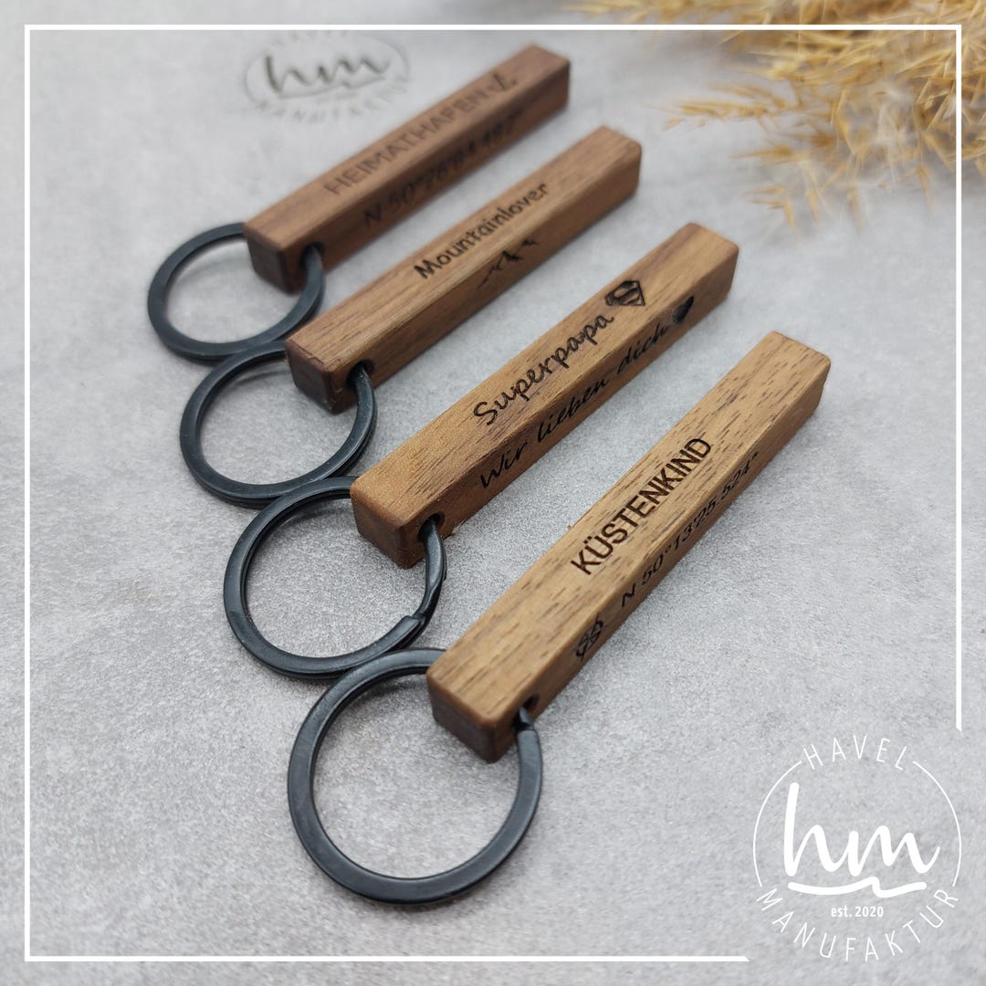 Wooden Keychain With Individual Engraving Personalized as a Gift - Etsy