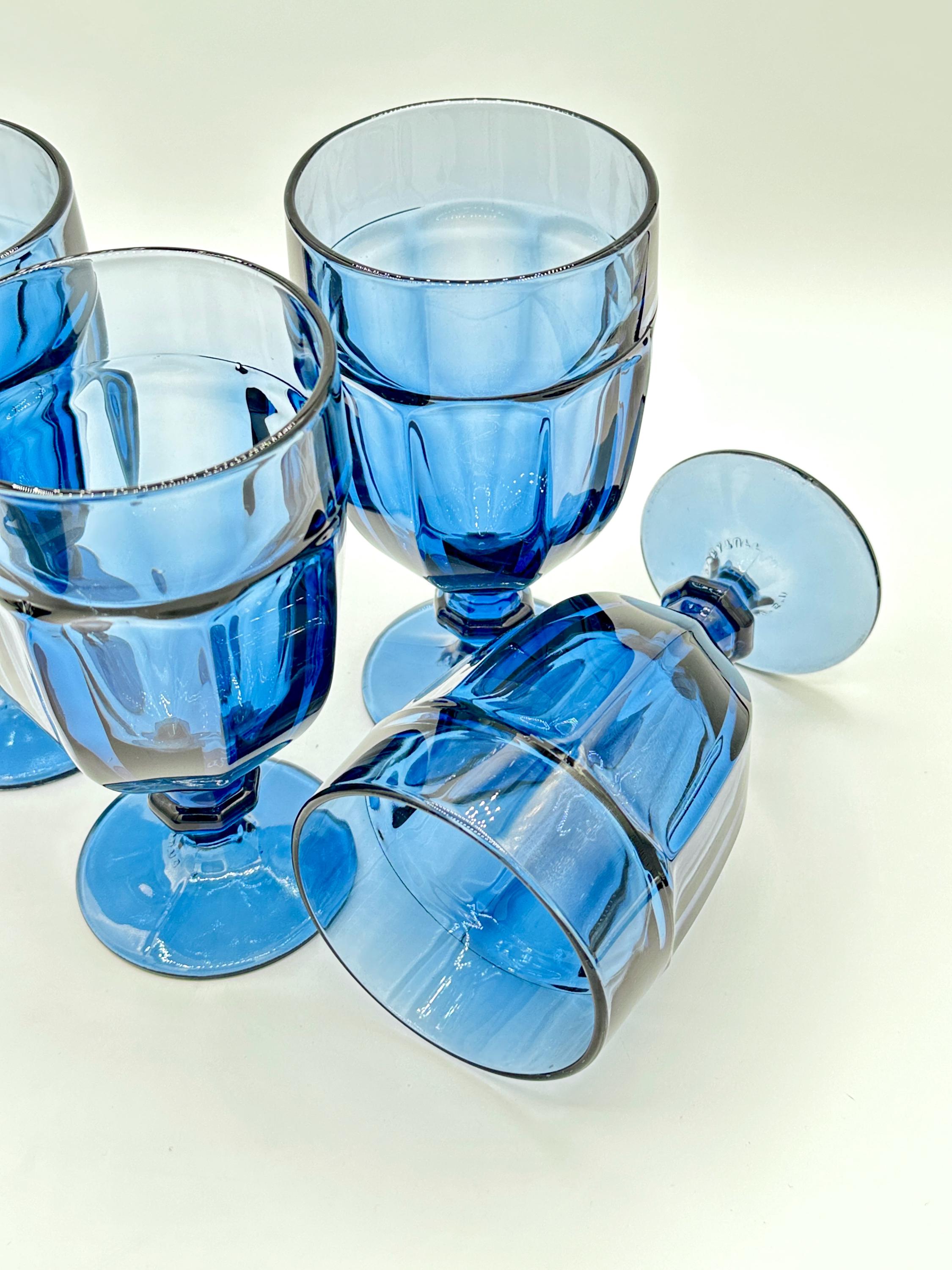 4 Vintage Libbey Duratuff Gibralter 16 Oz. Dusky Blue Iced Tea Glasses ...