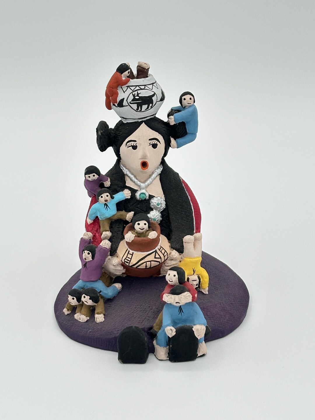 Native American Storyteller Clay Pottery Figurine Mother 12 Children 3. ...