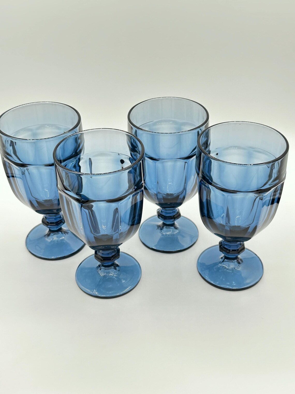 4 Vintage Libbey Duratuff Gibralter 16 Oz. Dusky Blue Iced Tea Glasses ...