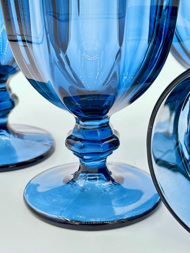 4 Vintage Libbey Duratuff Gibralter 16 Oz. Dusky Blue Iced Tea Glasses ...