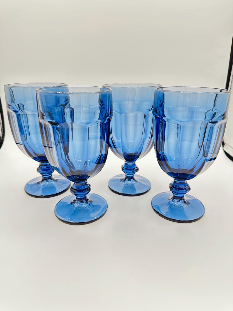 4 Vintage Libbey Duratuff Gibralter 16 Oz. Dusky Blue Iced Tea Glasses ...