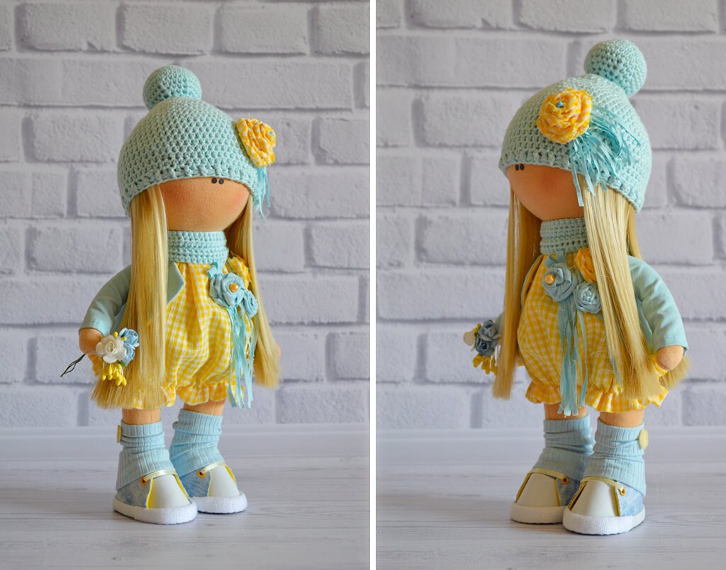 Handmade Doll Blue Doll Art Doll Soft Doll Cloth Doll Gift - Etsy Canada