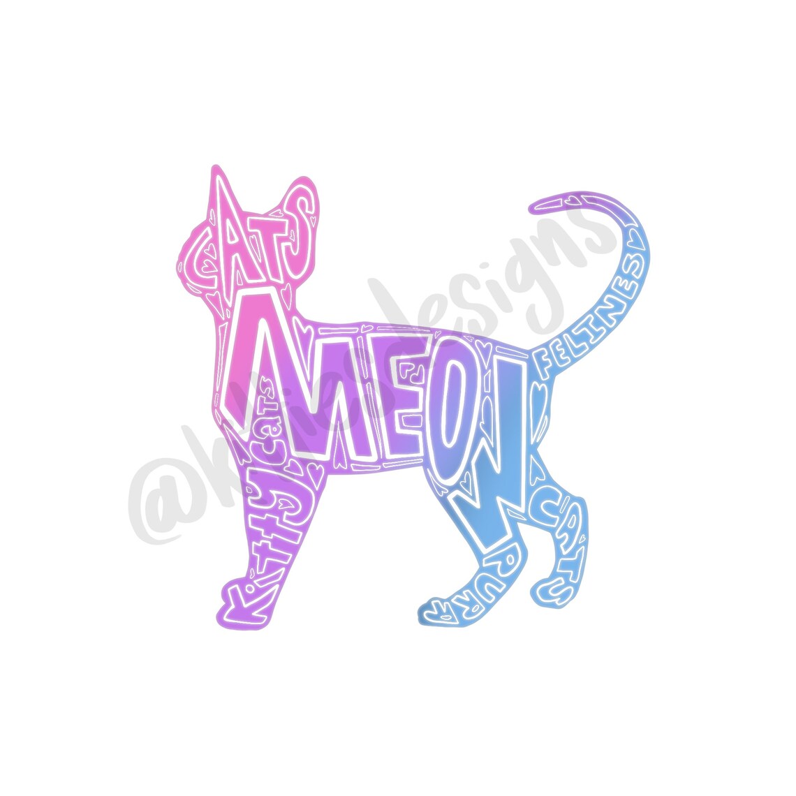Cat Word Art: Pastel Cat Print Cat Typography Cat Poster - Etsy