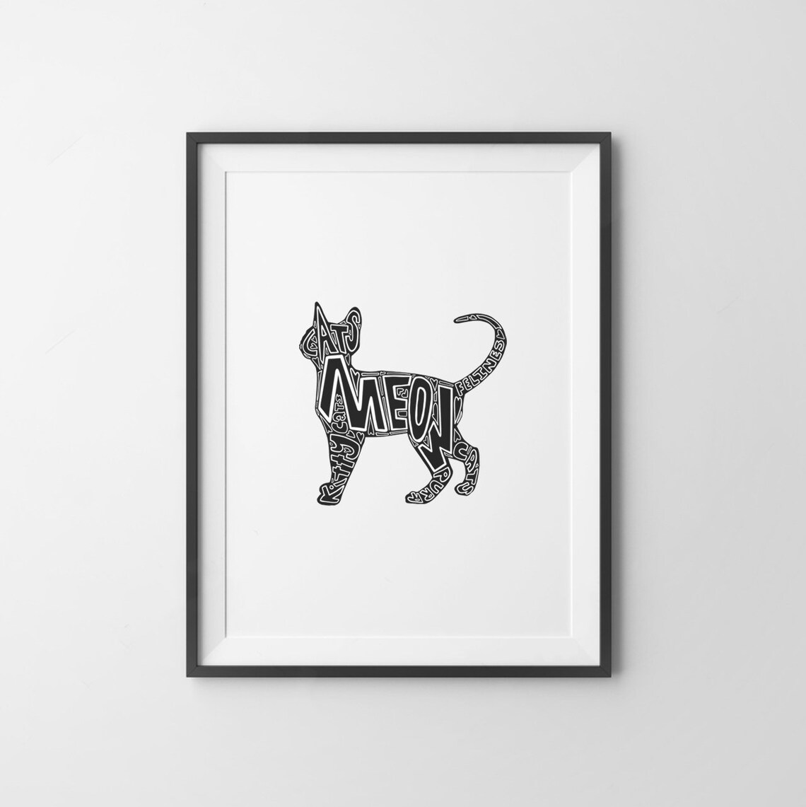 Cat Word Art Cat Print Cat Typography Cat Poster Cat Wall - Etsy
