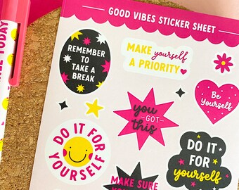 Sticker Sheet POSITIVE VIBES - Etsy