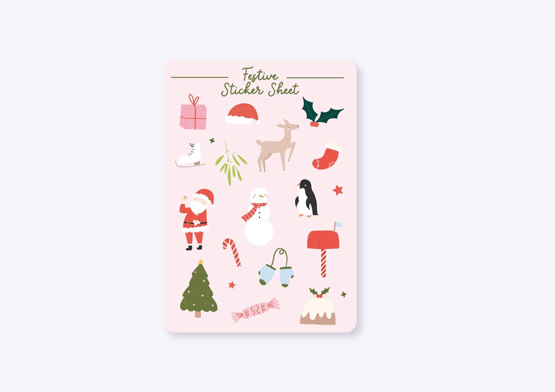 Festive Sticker Sheet Christmas Stickers Cute Festive - Etsy