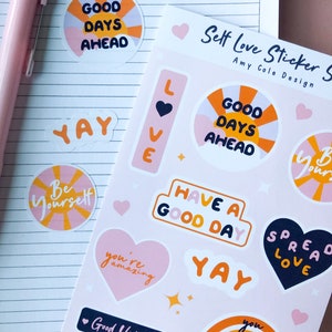 Self Love Sticker Sheet | Cute Stickers | Sticker Sheet | Positivity ...