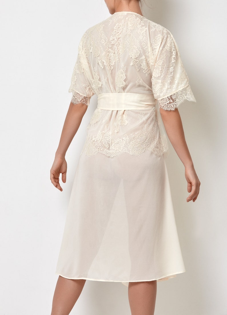 Ivory Boudoir Robe See Through Robe Luxury Loungewear Long - Etsy