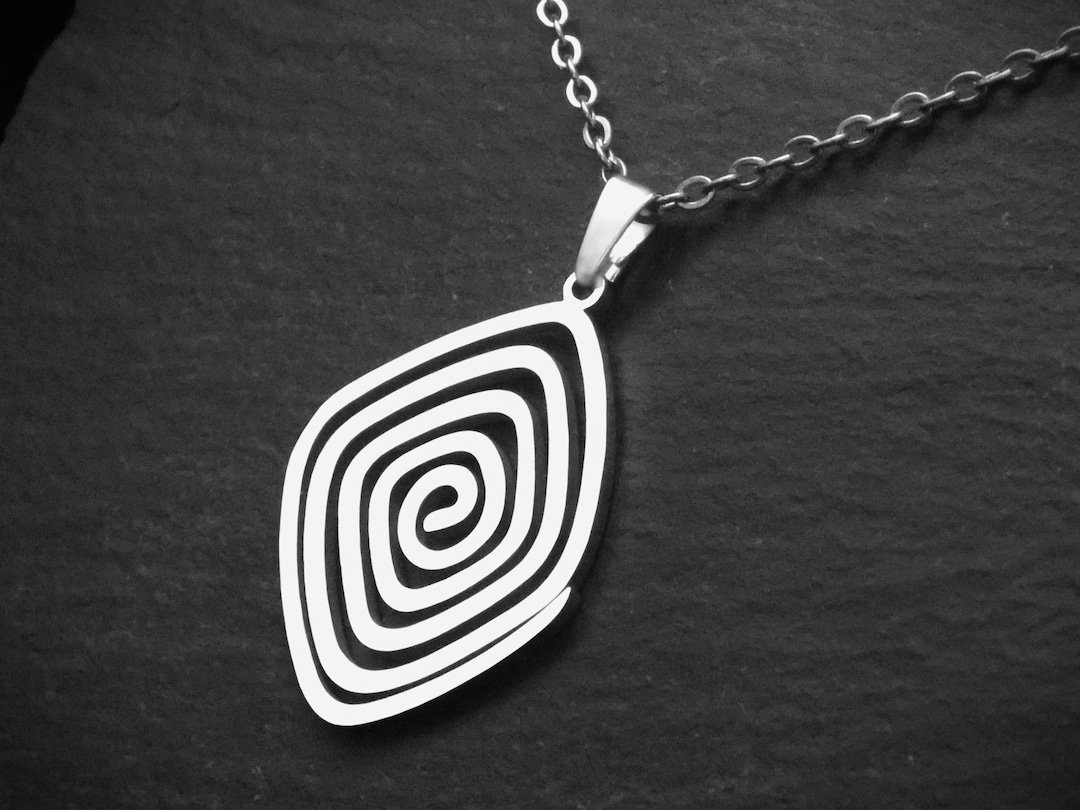 Unisex Stainless Steel Square Spiral Pendant Necklace on Cord or Chain ...