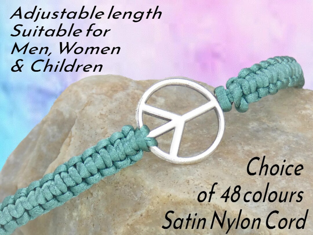 Unisex Peace Symbol Macrame Bracelet, Peace Sign Jewelry Gift ...