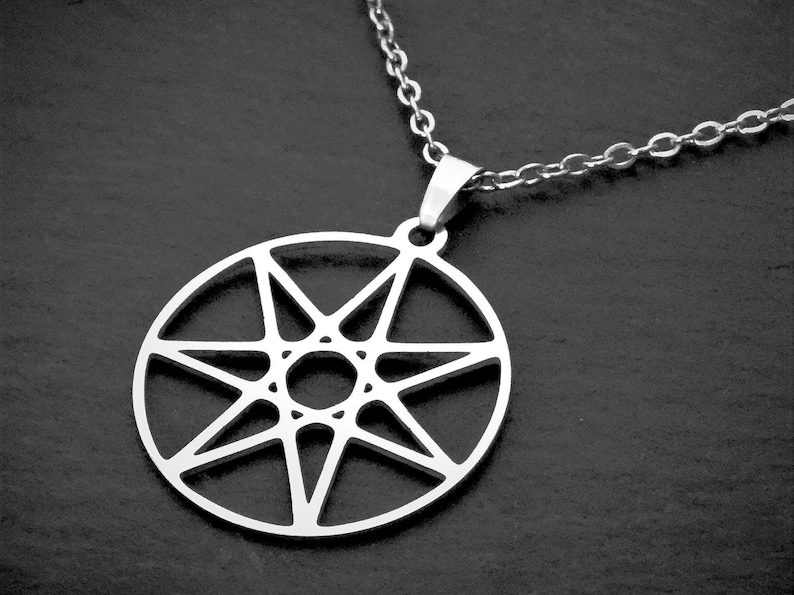Heptagram Seven Pointed Star Necklace, Silver Stainless Steel Fairy ...