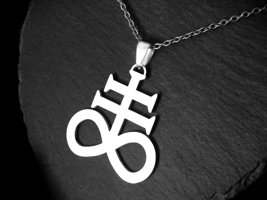 Leviathan Cross Pendant Necklace, Silver Stainless Steel Statement ...