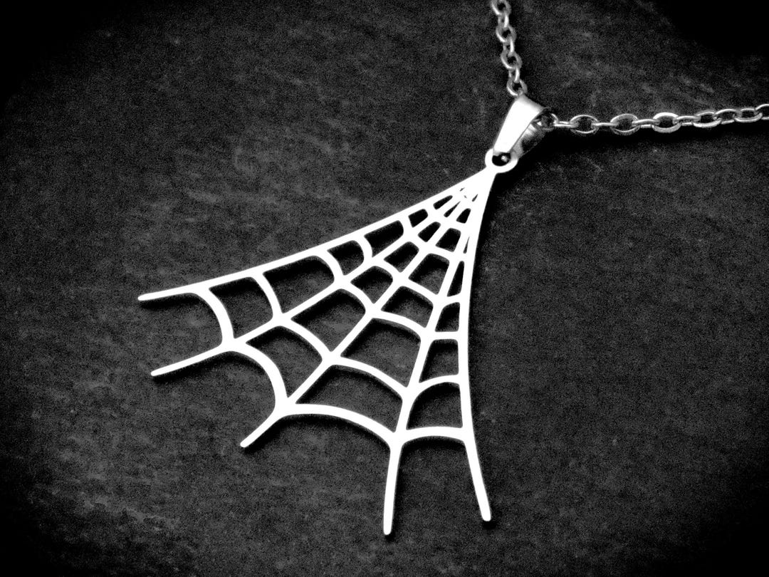 Spider Web Pendant Necklace, Silver Stainless Steel Jewellery - Etsy