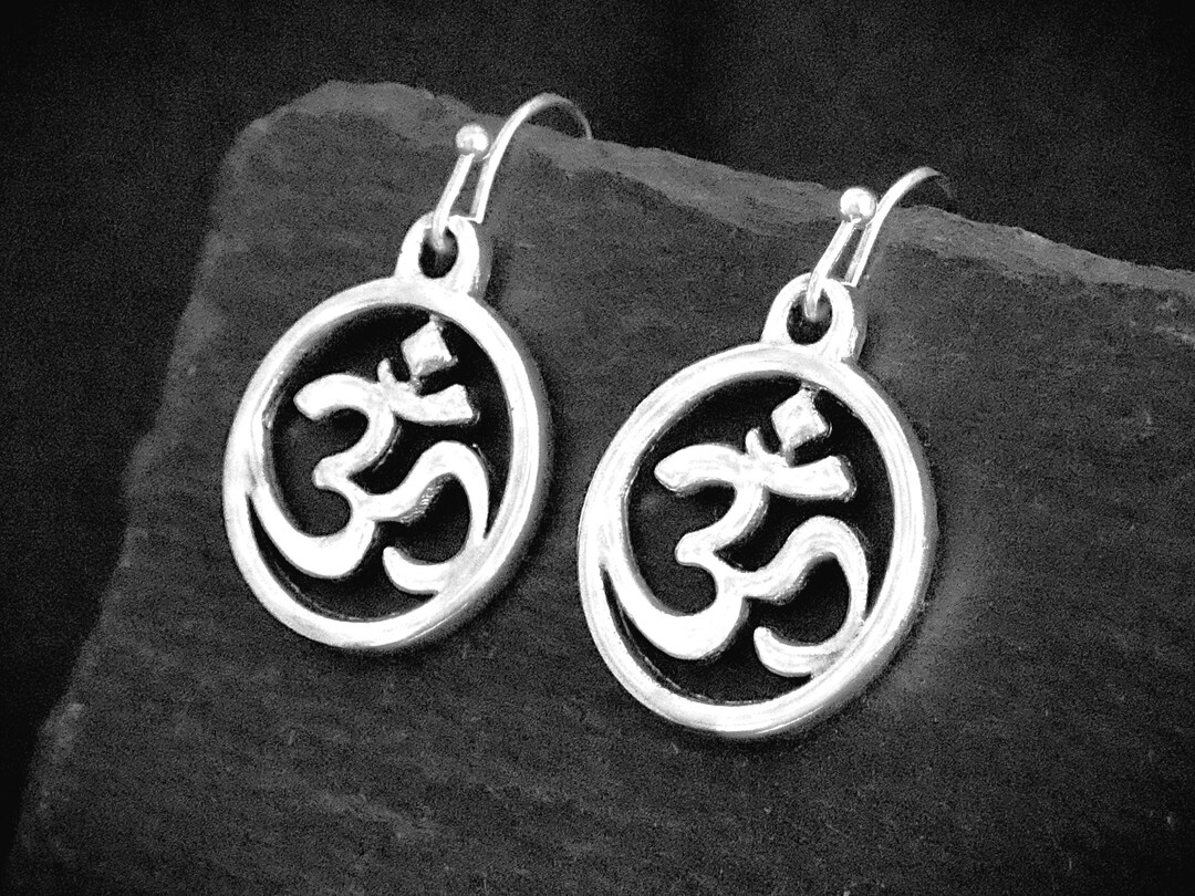 OM Symbol Earrings, Ohm Aum Yoga Jewelry Gifts, Clip on or 925 Sterling ...