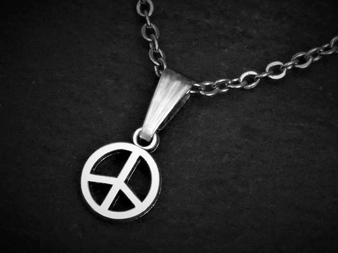 Tiny Peace Sign Pendant Necklace on Cord or Chain, Peace Symbol Jewelry ...