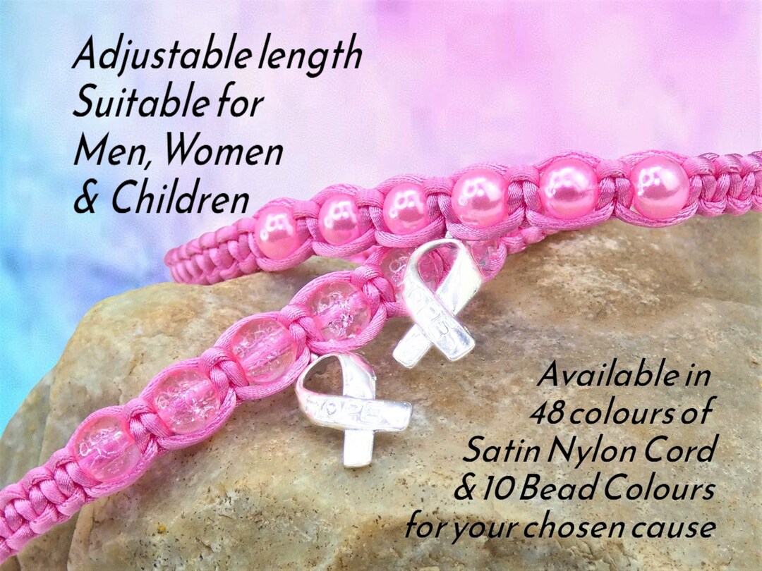 Unisex Awareness Bracelet, Adjustable Macrame, Charity Cancer Support ...