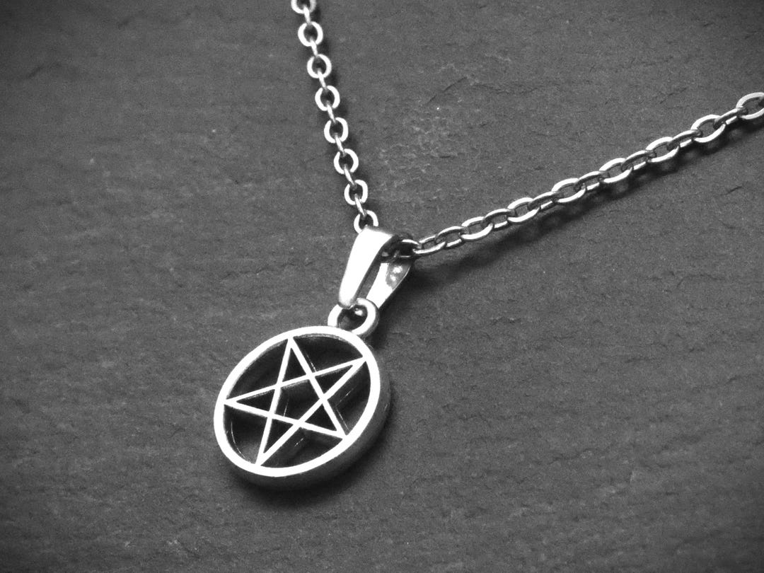 Unisex Pentagram Necklace on Cord or Chain, Inverted Pentacle Jewelry ...