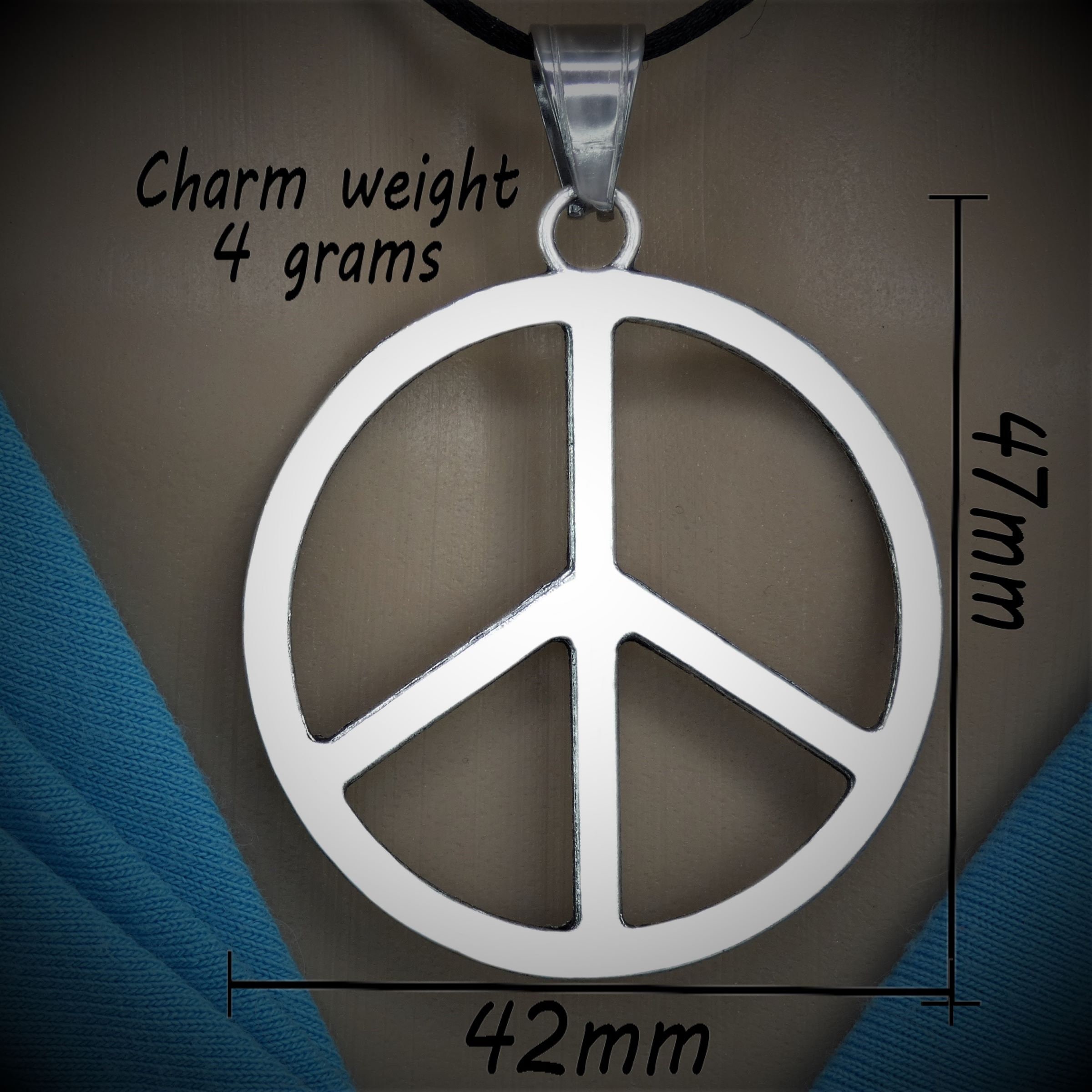 Extra Large Peace Sign Pendant Necklace on Cord or Chain, Peace Symbol ...