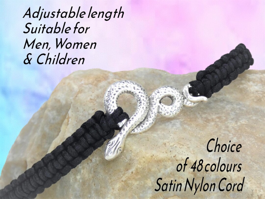 Snake Macrame Bracelet Serpent Jewelry Gifts Silver Charm - Etsy
