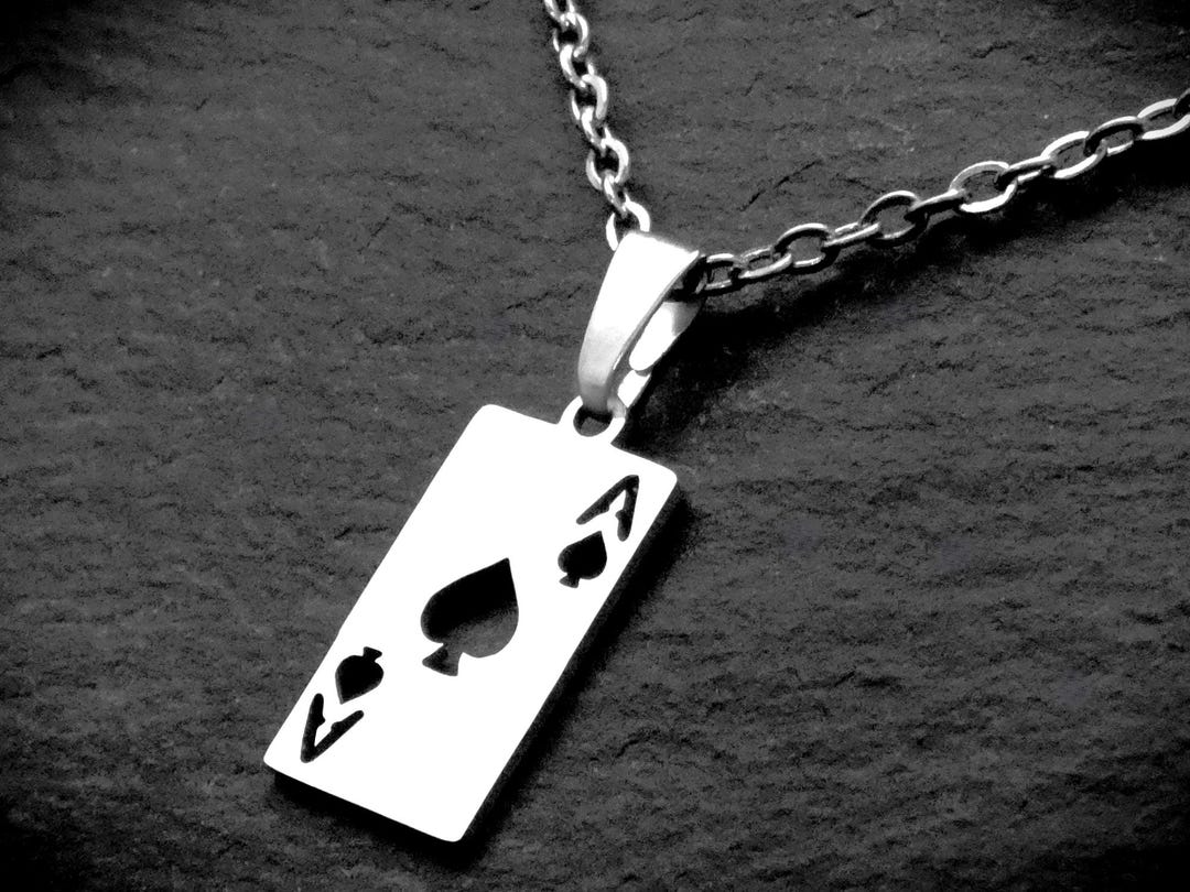 Small Ace of Spades Pendant Necklace on Cord or Chain, Unisex Stainless ...
