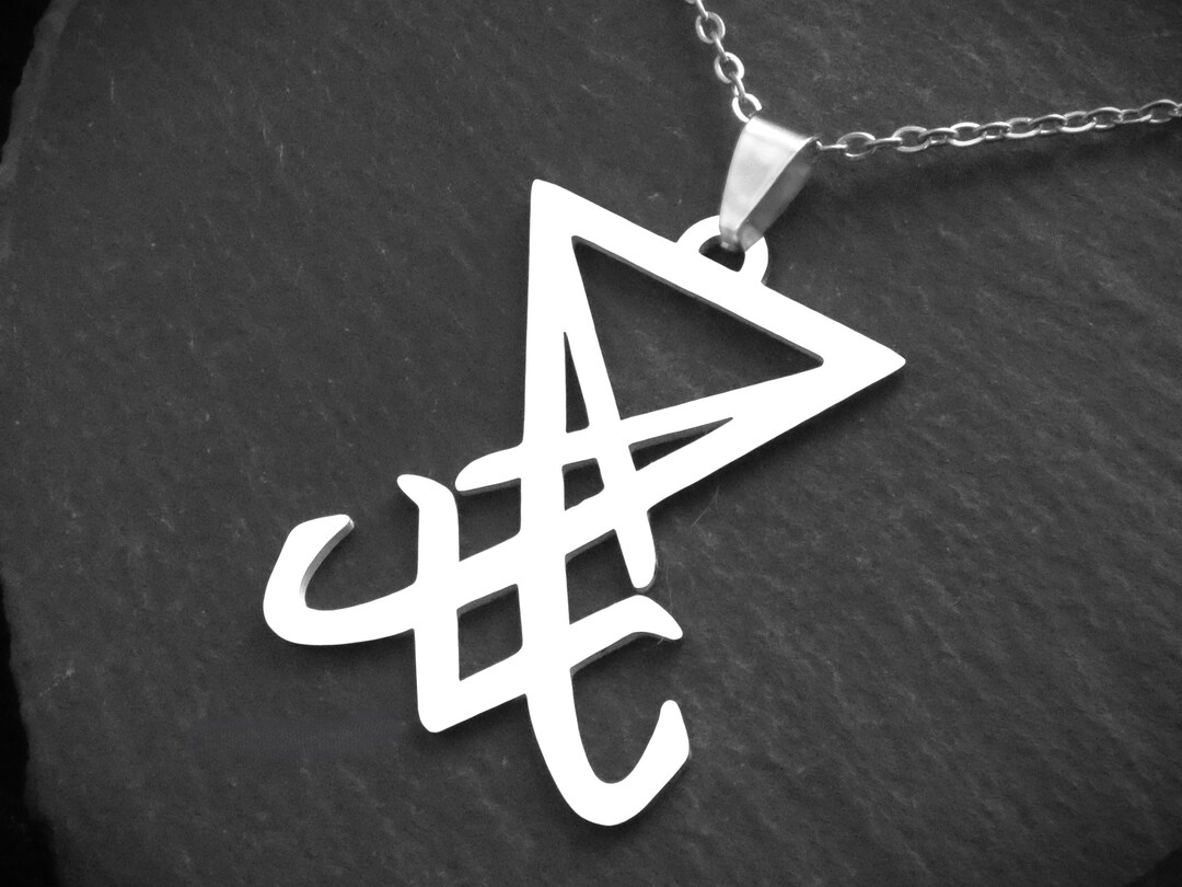 Extra Large Lucifer Sigil Pendant Necklace on Cord or Chain, Stainless ...